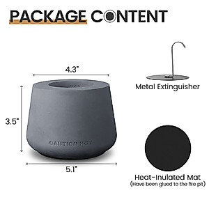 Tabletop Fire Pit - Concrete Fire Bowl, Mini Portable Tabletop Fireplace for Indoor Outdoor, Rubbing Ethanol Alcohol Round