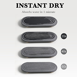 RIOMZY Instant Dry Sink Caddy Organizer – Water Absorbing Stone Tray for Kitchen Bathroom Countertop, Fast Drying Sink Caddy (with Wooden Feet and Natural Loofah, Gray)