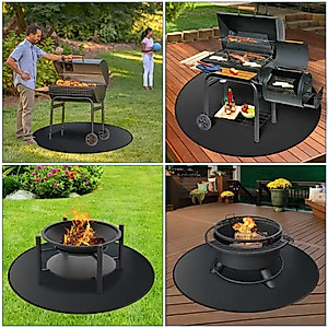 30" Fire Pit Mat & Under Grill Mat, Grill Mat for Outdoor Grill Deck Protector,Round Fire Pit Mat for Under Fire Pit,Double-Sided Fireproof BBQ Grill Mat, Oil-Proof & Waterproof, 2-Layer Thickened