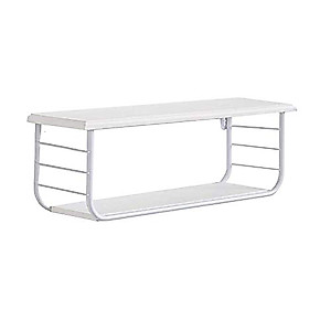 PIBM Stylish Simplicity Shelf Wall Mounted Floating Rack Shelves Iron Art Solid Wood Simple Storage Dormitory Bearing Strong,2 Colours,3 Sizes, White , 34x12x14.3cm