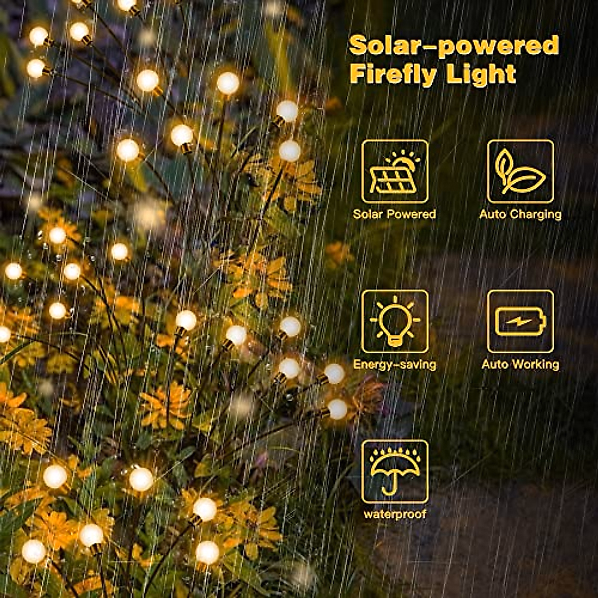 Solar Garden Lights, 4 Pack 24LED Solar Firefly Lights, Starburst Swaying Solar Firefly Lights Outdoor Waterproof, Sway by Wind, Solar Garden Landscape Lights, Firefly Lights Solar Outdoor Decorative