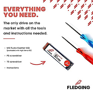 Fledging 2TB Turbo Feather M13 PCIe NVMe Gen 3.0x4 SSD Upgrade –DIY kit & OS Included– Compatible with Apple MacBook Air (2013-2015) & Pro (2013-2016), Mac Mini (2013) & Pro (2014), iMac (2013-2019)
