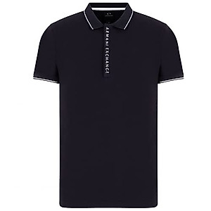 AX Armani Exchange Men's Logo Zip Jersey Polo, Navy, X-Large