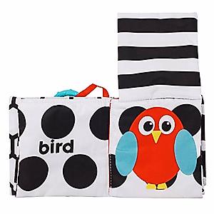 Sassy Peek-a-Boo Activity Book with Attachable Link for On-The-Go Travel | Black & White | for Ages Newborn and Up