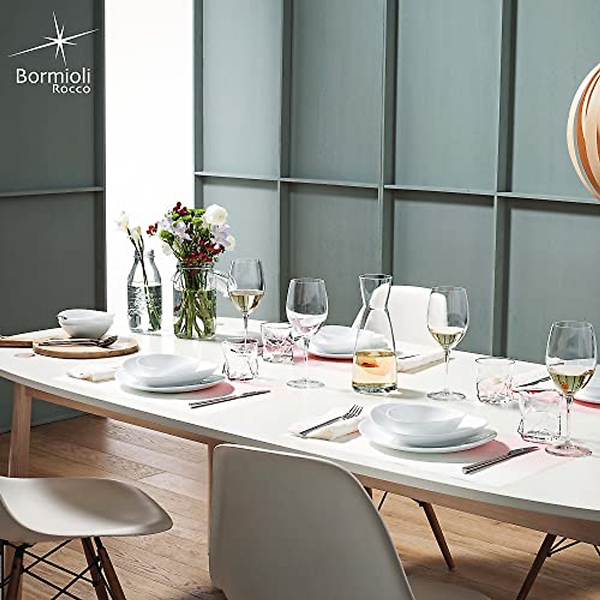 Bormioli Rocco Prometeo 18 Piece Dinnerware, Sets For 6, Tempered Opal Glass, Clean White, Curved Design With External Textures, Dishwasher & Microwave Safe.