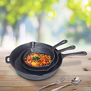 ChefVentions Pre-Seasoned Cast Iron Skillet 3-Piece Set (Size 6", 8", 10") Oven Safe Cookware - Indoor and Outdoor Use - Grill, Stovetop, Induction Safe