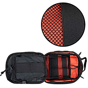 LINE2design First Aid (Ifak) Pouch EMS Bag - EMT Emergency Medical Trauma Pack Bags Tactical EDC Rescue Utility Gear IFAK Bags for Hiking Stop Bleeding Includes USA Patch - Orange