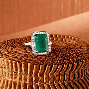 Ross-Simons 5.50 Carat Emerald and .20 ct. t.w. Diamond Ring in 14kt Yellow Gold. Size 10