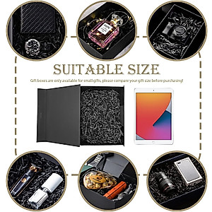 CIOUYAOS Black Gift Box with Lids, Large Ribbon Luxury Magnetic Packaging Box with Paper Bags, 2 Greeting Card and Shredded Paper Filler for Christmas Wedding Men Women Birthday Presents
