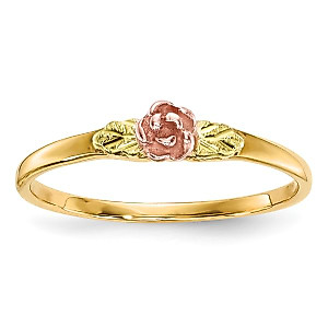 10K Tri Color Black Hills Gold Rose Flower Ring Size 7