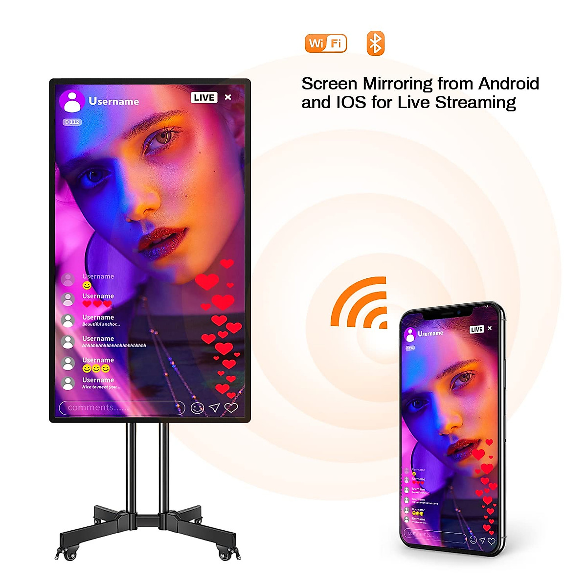 Smart Board, 43 Inch JYXOIHUB Interactive Whiteboard, Electronic Whiteboard, Screen Mirroring from Android and iOS for Live Streaming, for Advertising Display and Classroom (Board Only)