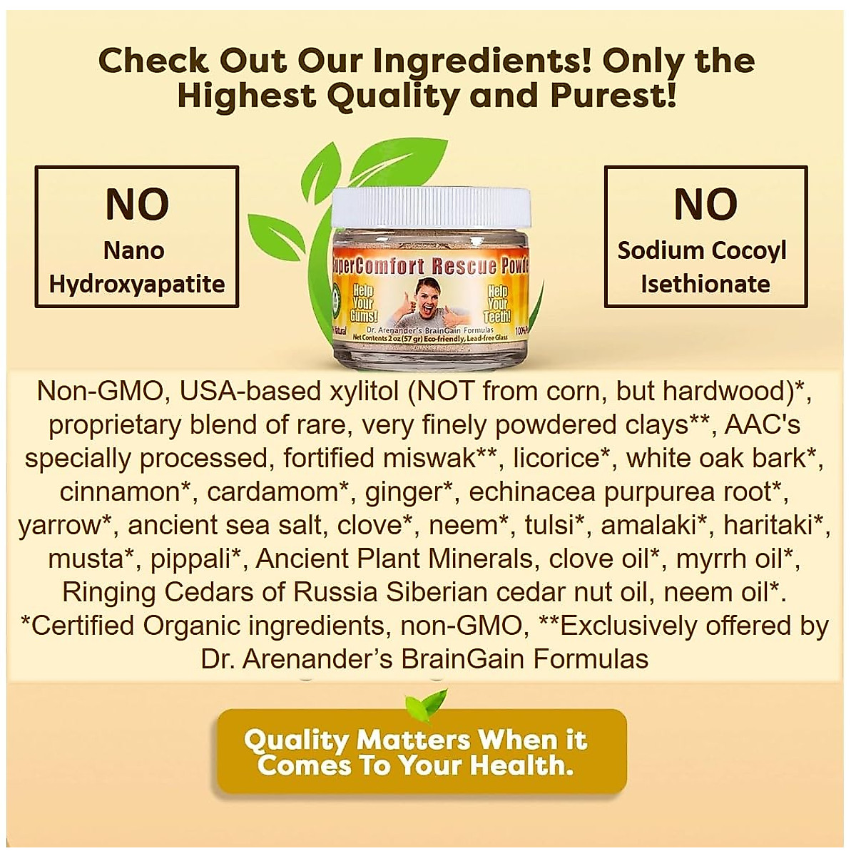 Gum Disease Help! Organic Tooth Powder - Rescue Powder - Helps Gum Recession, Plaque Remove, Prevent Gingivitis, Bleeding Gums & Gum Sensitivity, Helps Inflammation, Anti-Cavity, Receding Gums