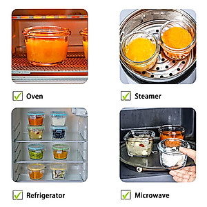 Mini Glass Food Storage Containers - 12 Pack 5 oz Small Glass Jars with Locking Lids - Airtight Food Containers - Freezer, Microwave, Dishwasher Safe
