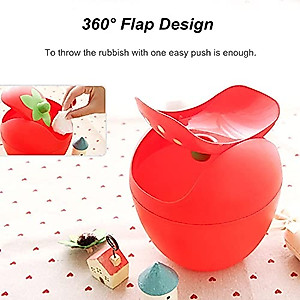 Manafun Cute Mini Waste Bins, Strawberry Desk Trash Can Roll Cover Wastebasket, Food Organizer for Office, Room, Desk, Bathroom (Pink)