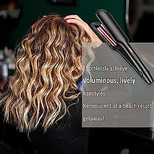 BAUTIA Hair Crimpers and Wavers Hair Tool, Beach Waver Curling Iron Wand Double Barrel, Wavy Hair Crimper for Women Beach Waves Short Hair