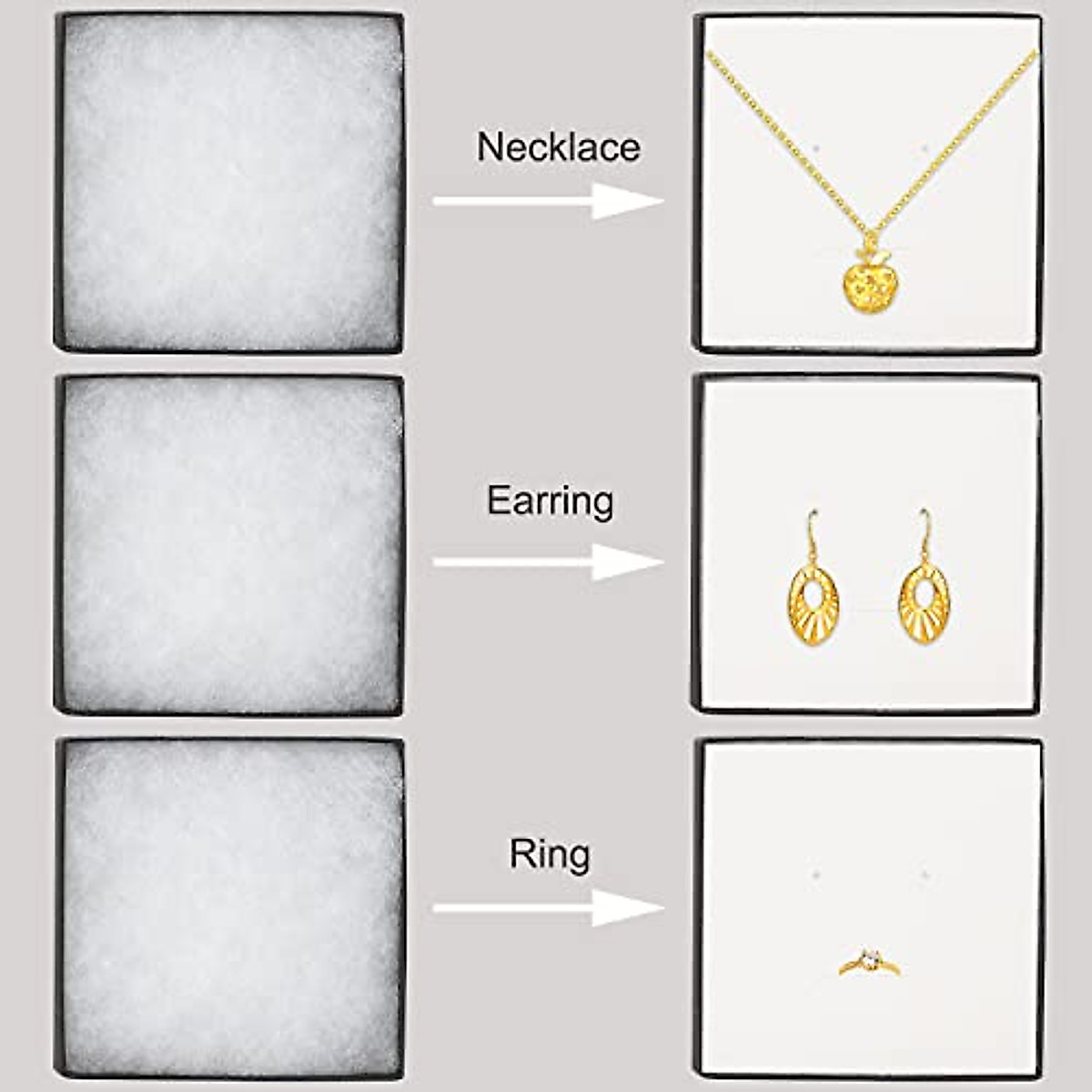 Frantis 20 Pack Jewelry Gift Boxes, Thick Paper Box Bulk for Jewelry Gift Packaging, Bracelet Gift Case with Cotton Filled and Lids-Black