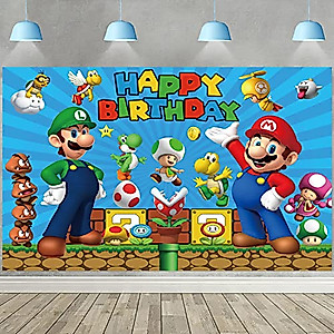 Super Brother Boy Backdrop Kids Adventure Game Party Background Mushroom Gold Coins Decoration Banner Baby Shower Photography Supplies (6x4FT)