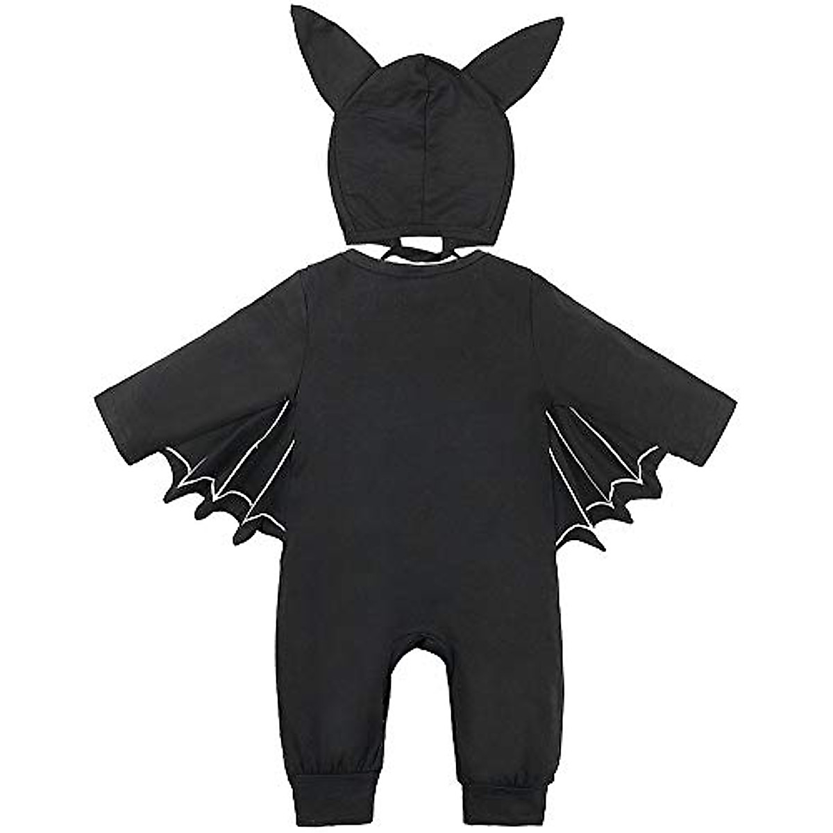 FANCYINN Infant Baby Black Bat Costumes Cloak Romper with Big Ear Hat Halloween Bat Outfits 2pcs 3-6 Months 70