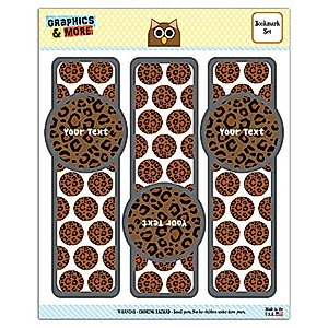 Personalized Custom 1 Line Leopard Animal Print Set of 3 Glossy Laminated Bookmarks