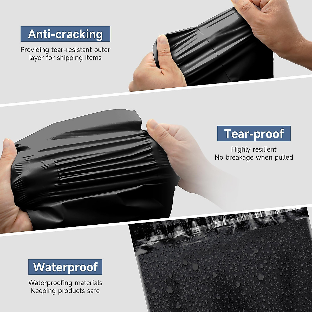 KKBESTPACK 100 Pcs 12x15.5 Poly Mailer Envelopes Shipping Bags Self Adhesive Waterproof Bags (Black), 12 x 15.5