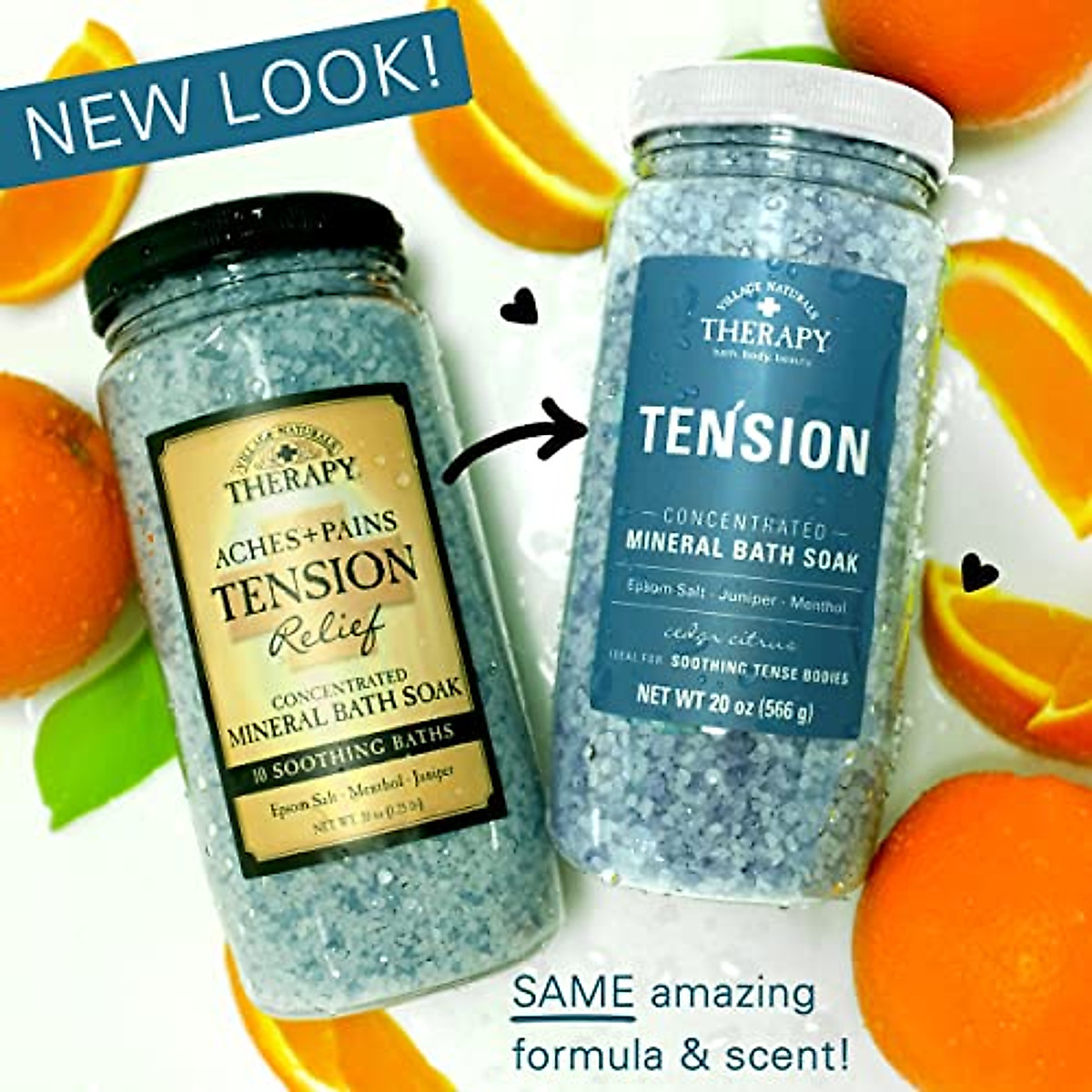 Village Naturals Therapy Tension Concentrated Mineral Bath Soak, Cedar Citrus Scent, 20 Oz, Pack of 3