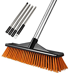 Outdoor Push Broom Heavy Duty Scrub Brush with Long Handle Commercial Broom Stiff Bristles Brush for Cleaning Porch, Sidewalk, Steps, Driveway
