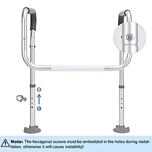 Toilet Safety Rail for Seniors, Toilet Grab Bars for Seniors and Disabled, Toilet Handles for Elderly with Adjustable Width and Height, 350 lb Weight Capacity, FSA/HSA Eligible (White)