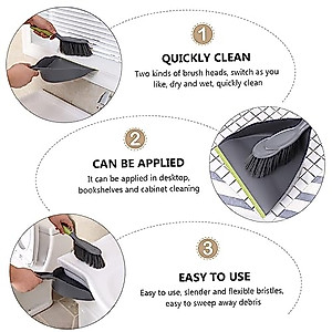 COLLBATH 1 Set Broom Cleaning Brush Kid Broom Computer Keyboard Shovel Dustpan with Handle Car Tabletop Dustpan Table Cleaning Brush Table Crumb Brush Crumb Cleaner Desktop Whisk Pp Green