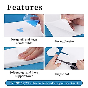 Pllieay Adhesive Felt Premium Grade, Orthopedic Felt Roll 1/4" x 6" x 2.5yd with 1/4" Thick 6" x1.1yd Quality Wool Rayon Blend for Provide Cushioning and Support in Pain Foot