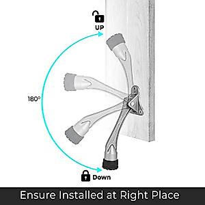 HOME&I Easy Pedal Kickdown Door Stopper,4-Inch Basic Commercial Doorstops Holder Kick Door Kickstand Height-Adjustable Rubber Foot (4 Inch-Black)