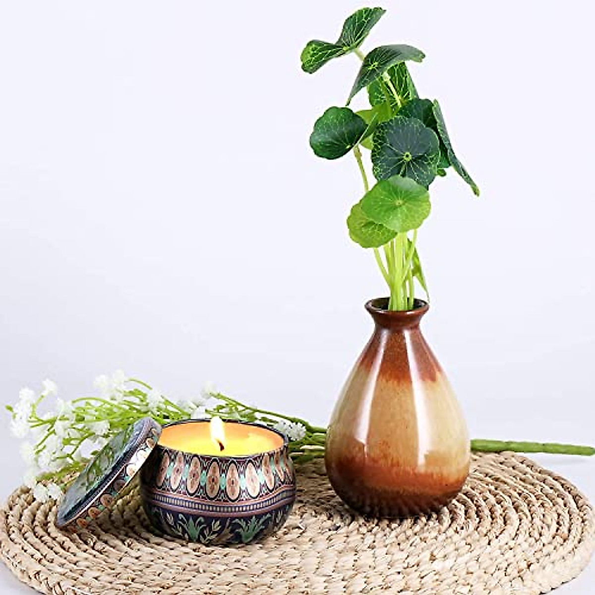 Soy Wax Candle in Perfect Decorative Giftable Metal Tin - Peppermint-Eucalyptus Natural Oil and Pure Organic Soy Wax - for Living Room, Home, Bedroom - Handmade in USA