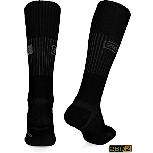 281Z Military Boot Socks - Tactical Trekking Hiking - Outdoor Athletic Sport (Black)(Medium 2 Pairs Pack)