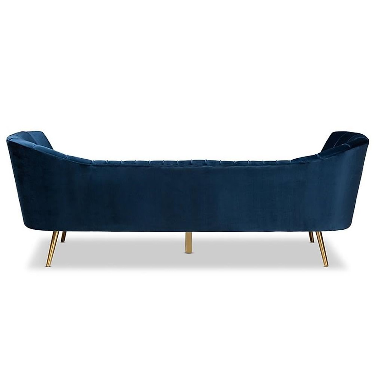 Baxton Studio Kailyn Glam and Luxe Navy Blue Velvet Fabric Upholstered and Gold Finished Sofa