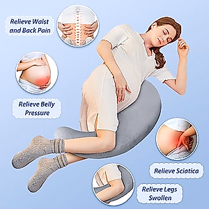 HOMCA Pregnancy Pillows for Sleeping Comma- Shape, Memory Foam Maternity Pillow, Body Pillow for Legs, Knees, Belly Support for Pregnant Women Belly Wedge Pillow with Washable Cover