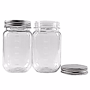 novelinks 16 Ounce Clear Plastic Jars Containers With Screw On Lids - Refillable Round Empty Plastic Slime Storage Containers for Kitchen & Household Storage - BPA Free (10 Pack)