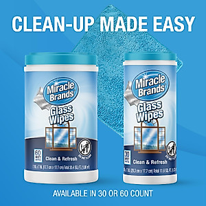 MiracleWipes for Glass, Disposable and Streak Free Cleaning Wipes for Mirrors, Windows, Kitchen, Home, and Auto - 60 Count