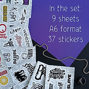 BulbaCraft 36Pcs Grunge Stickers, 90's Grunge Music, Rock Stickers, Rock Band Stickers, Grunge Gifts for Men and Women, Waterproof Stickers, Guitar Stickers, Music Stickers