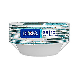 Dixie Paper Bowls, 10oz, Dessert or Light Lunch Size Printed Disposable Bowl, 36 Count (Pack of 8)