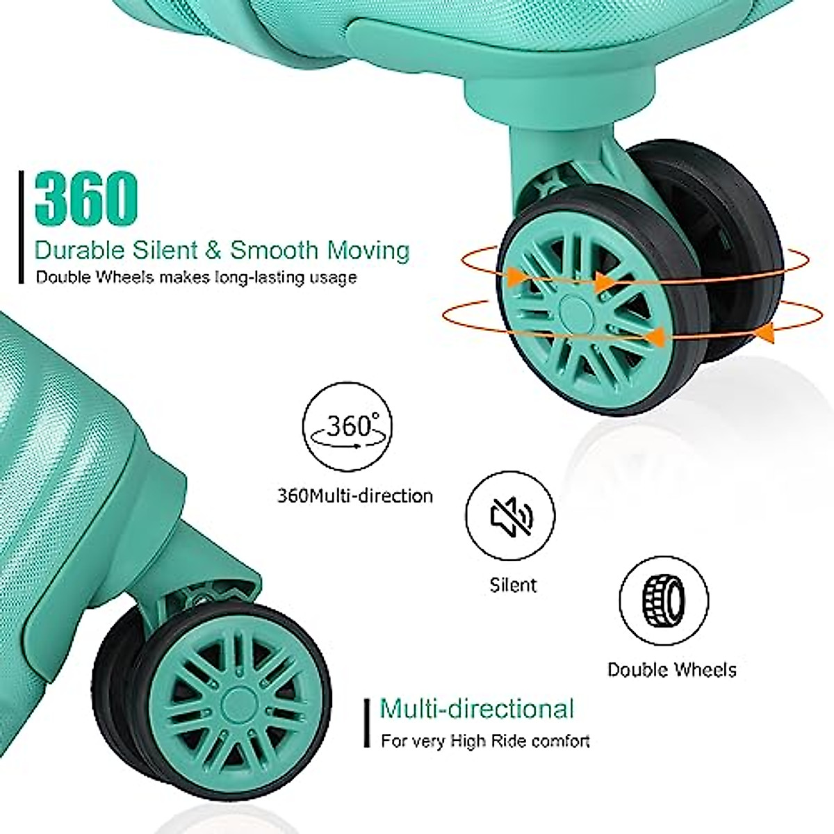 PINPON Luggage Sets 3 Piece, Expandable Hard Luggage Sets with TSA Lock, Carry On Luggage with Double Spinner Wheels for Women Men, Travel Suitcase Lightweight (20/24 / 28, Green)