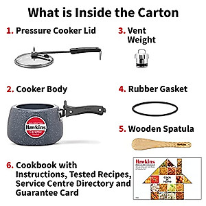 HAWKINS 3 Litre Ceramic Nonstick Pressure Cooker, Induction Inner Lid Cooker, Granite Contura Shaped Cooker, Best Cooker (ICC30)