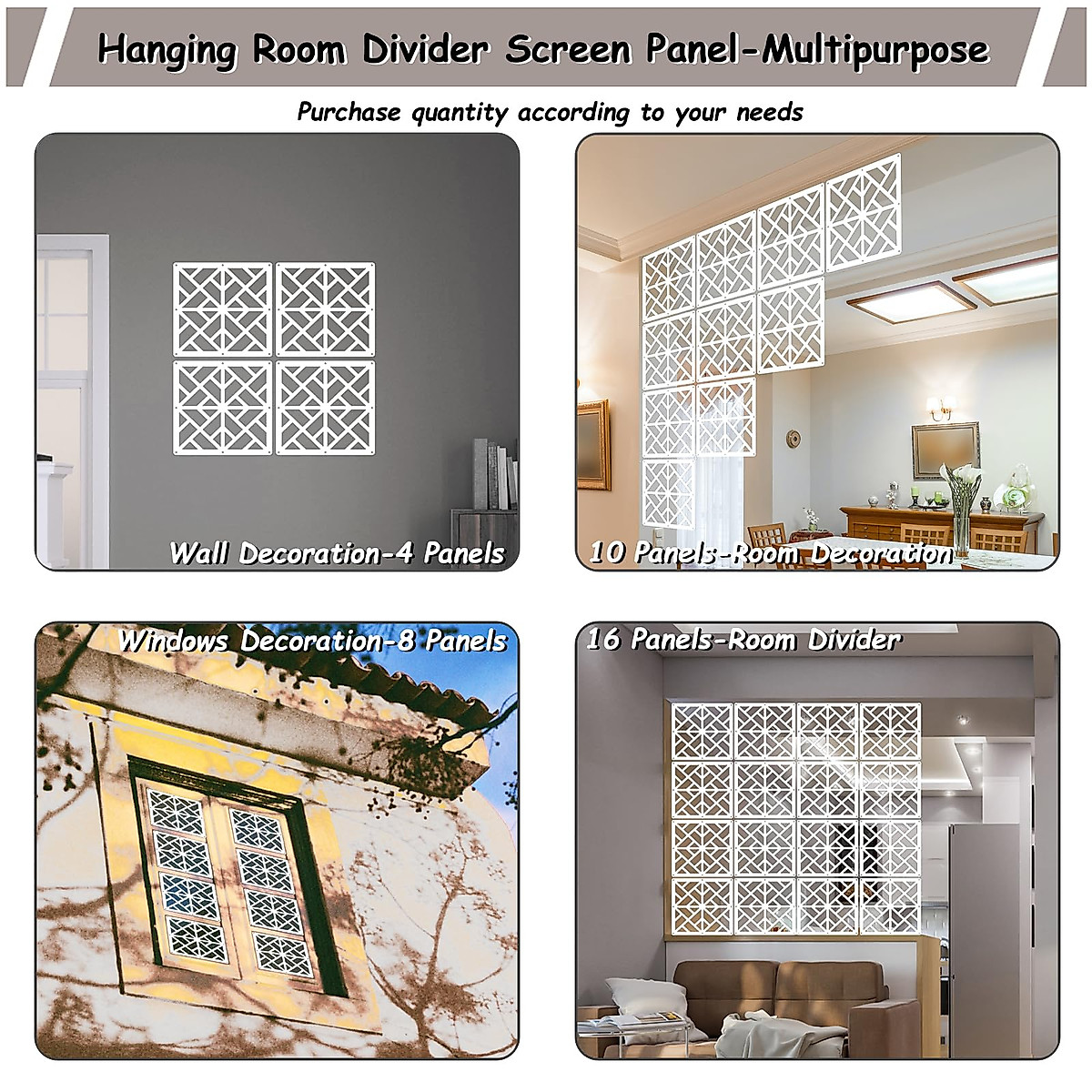 Lchen Hanging Room Divider,10 Pieces Wood-Plastic Hanging Panels 0.2“Thick Screen Panel for Living Room Bedroom Home Decoration(SG,11.4"X11.4")