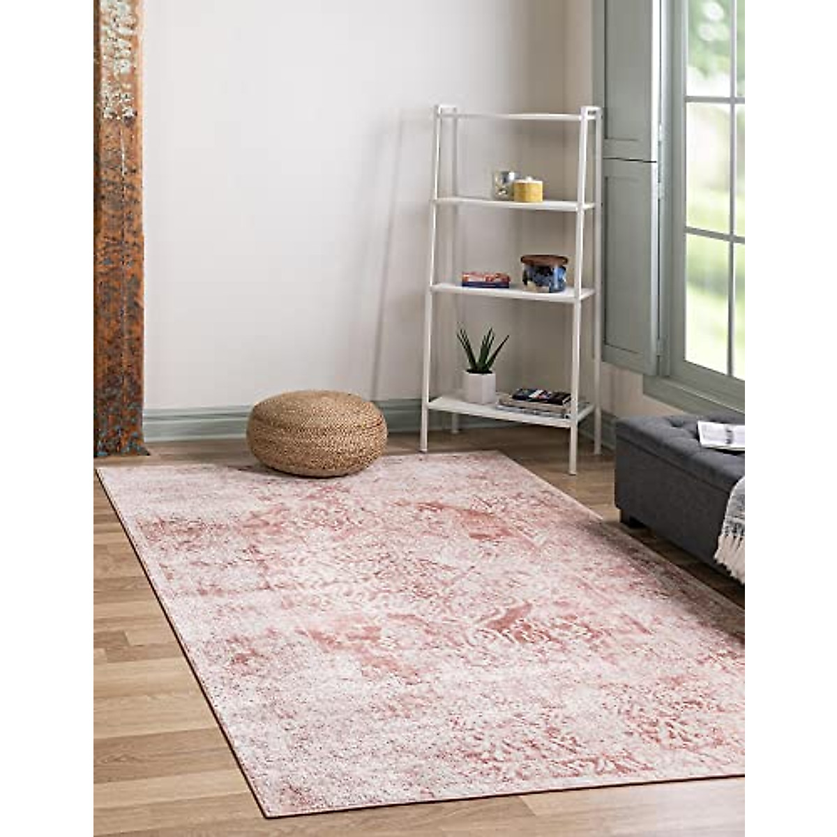 Unique Loom Oxford Collection Area Rug - Bodleian (10' x 14' Rectangle, Pink/Ivory)
