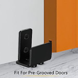 Sliding Barn Door Bottom Floor Guide, 4 Pcs U Shape Sliding Barn Door Hardware, Black Adjustable Floor Guide Wall Mount & Flush Flat Bottom Design for Door Cabinet, Up to 1-7/16" W 1-7/8" H