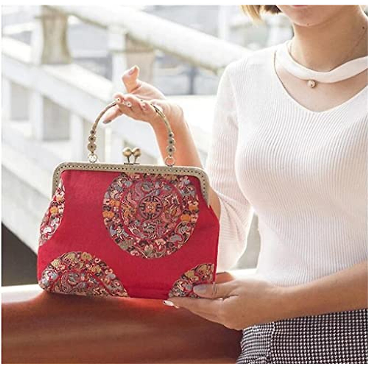 LHLLHL Women's Handbag Chinese Handbag Women's Retro Handbag Shoulder Tote Women's Purse