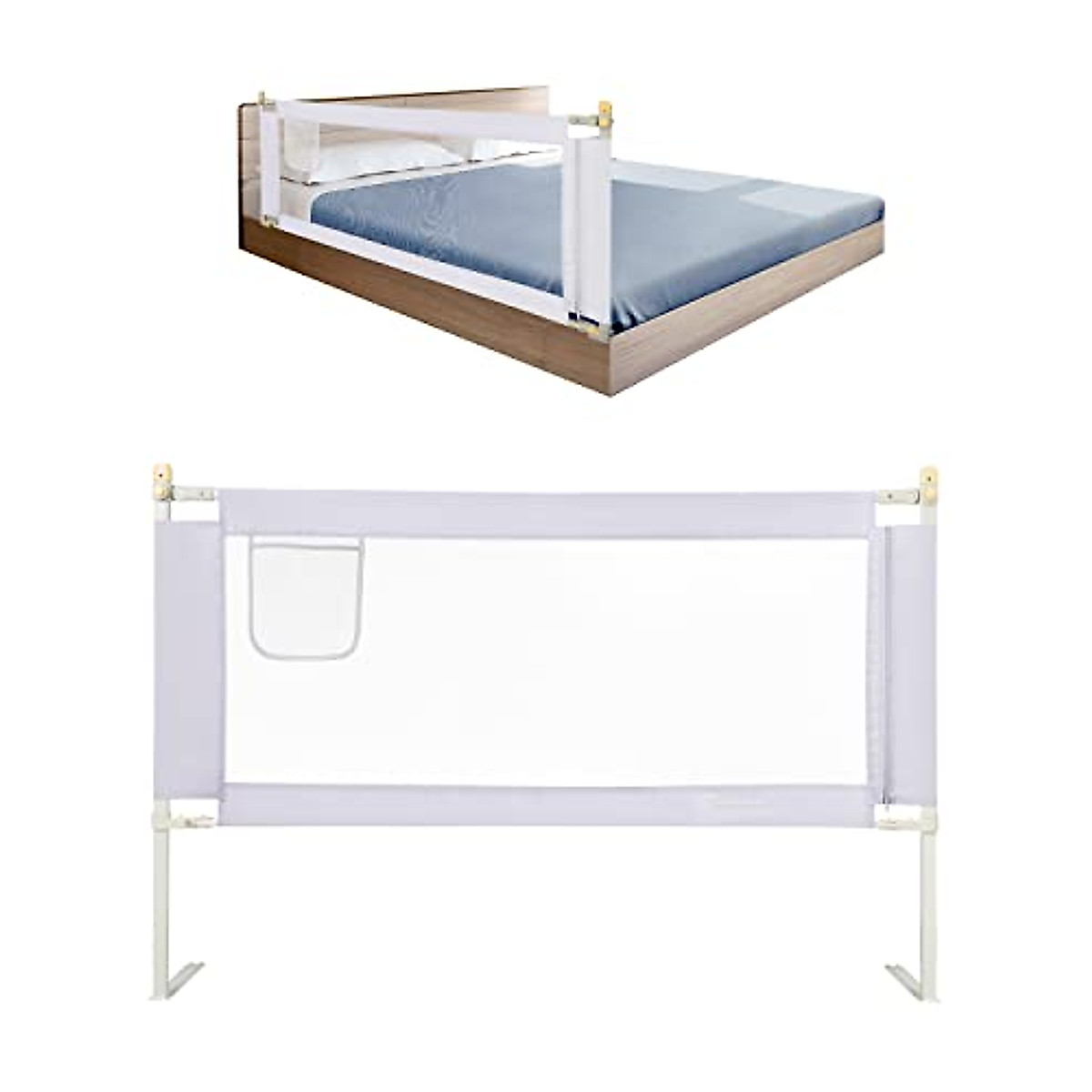 Bed Rails for Toddlers 59" L, Toddler Bed Rails with Breathable Fabric, Infant Safety Bed Guardrail, Bed Rail for Twin Bed, Bed Safety Rails for Children (Gray-One Side)