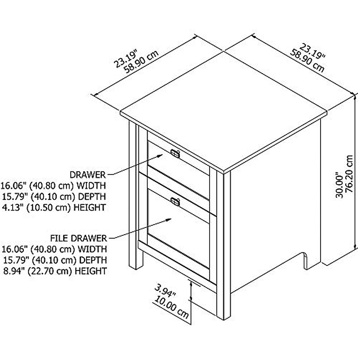 Bush Furniture Broadview File Cabinet, 23W, Pure White