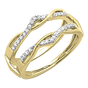 Dazzlingrock Collection 0.25 Carat Round White Diamond Twisted Chevron Wedding Enhancer Ring for Women in 14K Yellow Gold Size 9