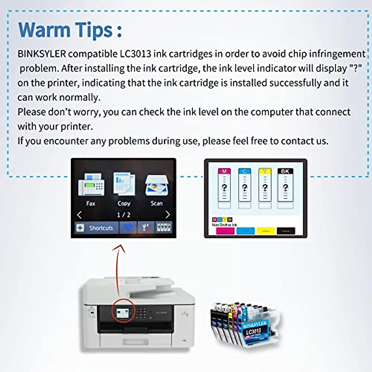 Compatible LC3013 Ink Cartridges Replacement for Brother LC3013 LC3011 High Yield Work for Brother MFC-J491DW MFC-J497DW MFC-J690DW MFC-J895DW Printer(3 Black,1 Cyan,1 Magenta,1 Yellow) 6-Pack