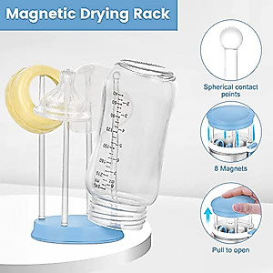 welltop Travel Bottle Cleaner Kit, Portable Baby Bottle Brush Set with Silicone Bottle Cleaning Brush, Built-in Bottle Drying Rack, Nipple Brush, Straw Brush, Bottle Soap Dispenser for Travel Home