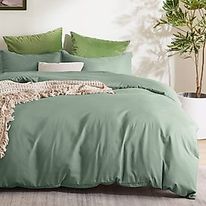 Bedsure Sage Green Duvet Cover Full Size - Soft Double Brushed Duvet Cover for Kids with Zipper Closure, 3 Pieces, includes 1 Duvet Cover (80"x90") & 2 Pillow Shams, NO Comforter
